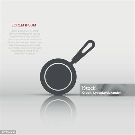 평면 스타일에 프라이팬 아이콘입니다 격리 된 백색 배경에 팬 그림 요리 프라이팬 부엌 장비 사업 개념입니다 강철에 대한 스톡