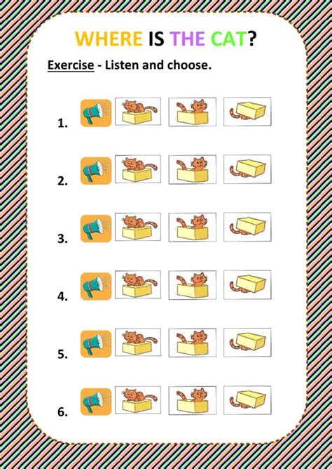 Interactive Prepositions Worksheet Where Is The Cat