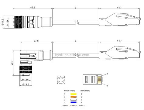 Profinet M12 D Coded Male Panel Mounting To Rj45 Cordsets Connector Buy Profinet Cordset M12 D