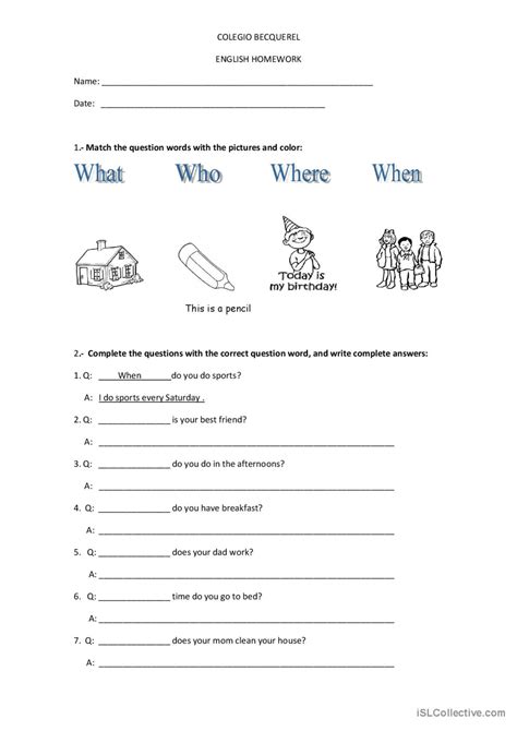 Question Words English Esl Worksheets Pdf And Doc