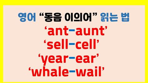 파닉스 응용편 발음은 같은데 뜻과 철자가 다르다 이중 자음 이중 모음 묵음 응용 Youtube