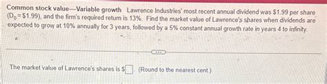 Common Stock Value ﻿variable Growth Lawrence