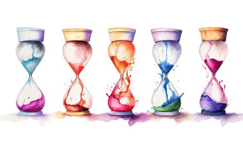 Premium Ai Image Watercolor Illustration Of Multiple Hourglasses Of