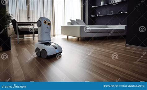 Automated Housekeeping Robot Maid With A Vacuum Machine Ai Generated