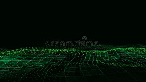 Abstract Technology Wave Of Particles Big Data Visualization Vector Dark Background With