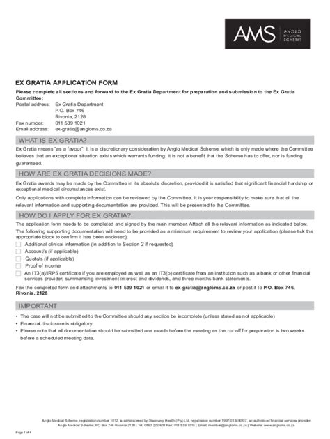 Fillable Online Ex Gratia Application Form Exceptional Circumstances