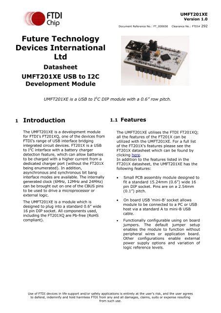 UMFT XE USB To I C Development Module FTDI