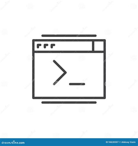 Command Console Line Icon Outline Vector Sign Linear Style Pictogram Isolated On White Stock