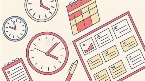 Calendar Clock Notepad Time Management And Planning Illustration