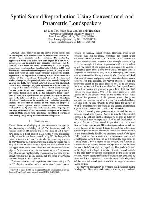Pdf Spatial Sound Reproduction Using Conventional And Parametric