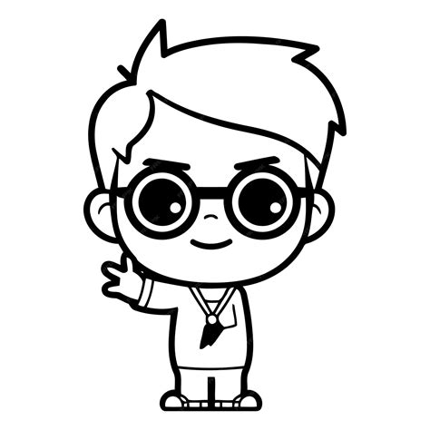 Premium Vector Cute Little Boy Wearing Glasses Cartoon Character Design