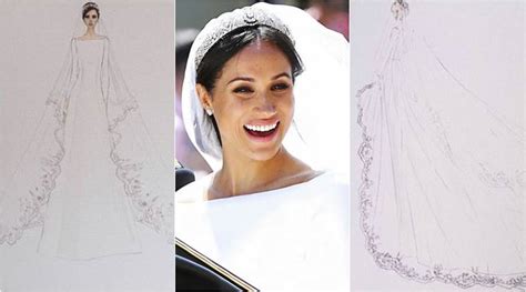 Kensington Palace Releases Sketches Of Meghan Markles Wedding Dress A Closer Look At The