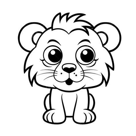 사자 아기 색칠 페이지 기본 간단한 귀여운 만화 사자 개요 흰색 배경에 고립 어린이 색칠 페이지 Png 일러스트 및 이미지 에 대한 무료 다운로드 Pngtree