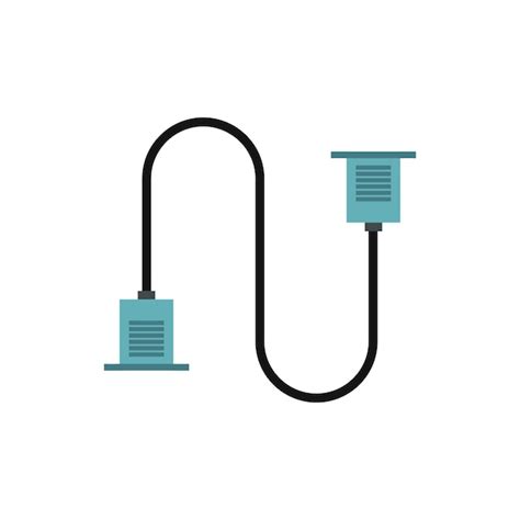 흰색 배경에 고립 된 평면 스타일의 코드 Vga 아이콘 케이블 기호 프리미엄 벡터