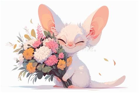 Cornish Rex Cute Cartoon Character With Bouquet Single Object Di Cut