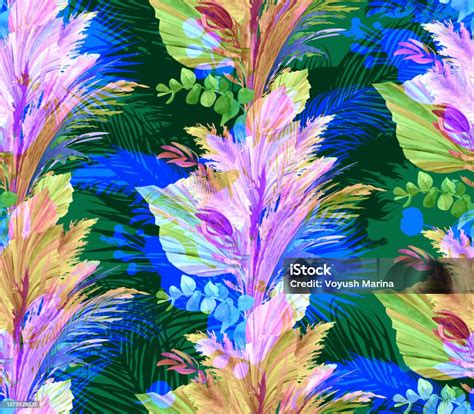마른 야자수 잎의 밝은 실루엣과 매끄러운 여러 가지 빛깔의 여름 패턴 드로잉에 대한 스톡 벡터 아트 및 기타 이미지 드로잉 0명 건조 기후 Istock
