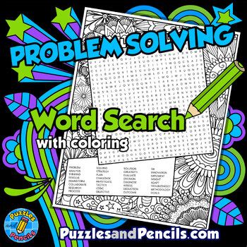 Problem Solving Word Search Puzzle With Coloring Activity Social Skills
