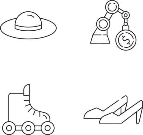 Fashion Industry Linear Icons Set Department Symbol Female Vector Department Symbol Female
