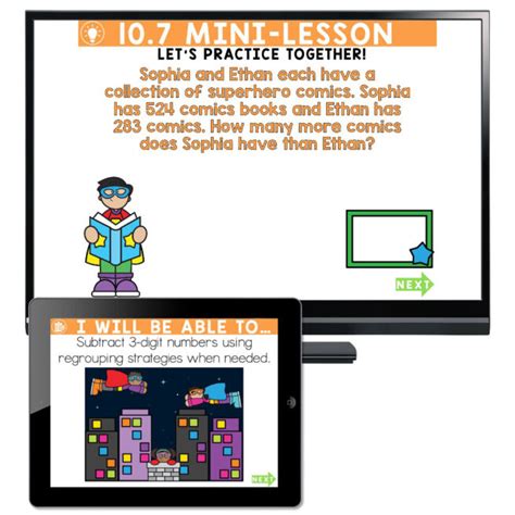 Lucky To Learn Math Lesson 107 3 Digit Subtraction Review Teaching Slides Lucky Little