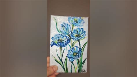 Картина Акрил Голубые цветы Youtube