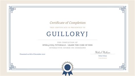 Guilloryj S Certification For Learn HTML And CSS 2023 Ready Codedamn