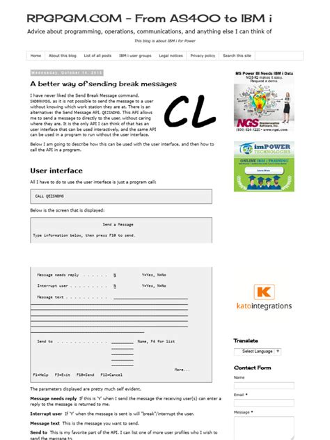 A Better Way Of Sending Break Messages Pdf Parameter Computer Programming Ibm Rpg