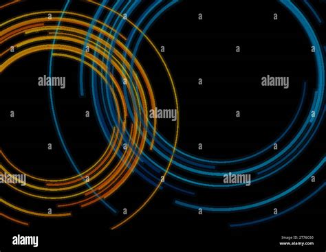 Blue Orange Circular Lines Abstract Futuristic Technology Background Vector Design Stock Vector