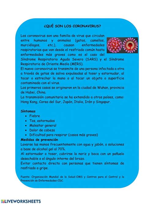Qué Son Los Coronavirus Worksheet Live Worksheets