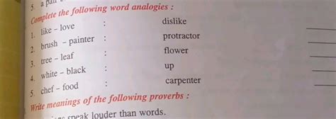 Complete The Following Word Analogies 1 Like StudyX