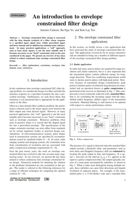 Pdf An Introduction To Envelope Constrained Filter Design