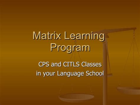 Matrix Learning Products Ppt