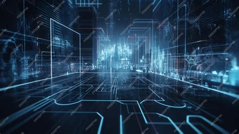 Premium Photo Futuristic Technology Interface 3d Rendering Toned Image Double Exposure