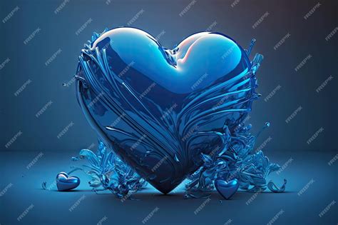 생성 인공 지능으로 만든 사랑과 관심을 상징하는 빈 파란색 심장 프리미엄 사진