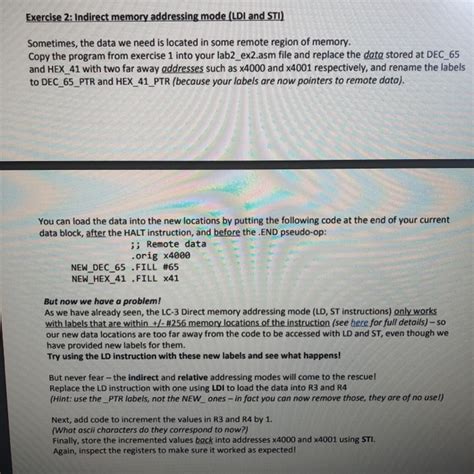 Exercise 2 Indirect Memory Addressing Mode Ldi And