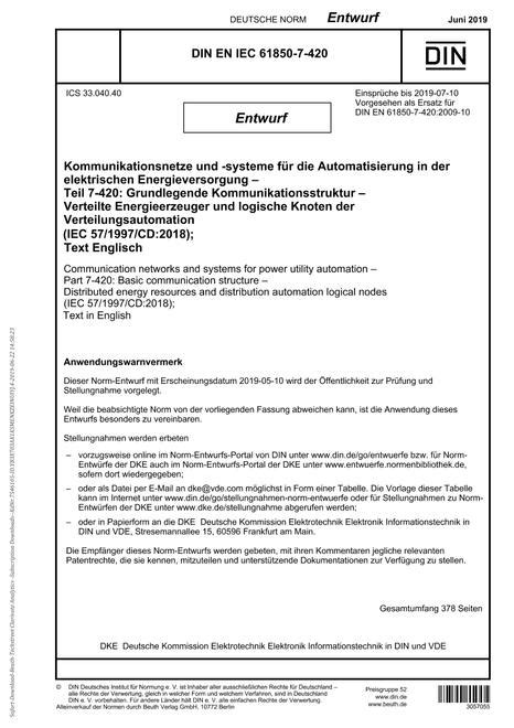 Din En Iec 61850 7 420 Draft Pdf Standards Club