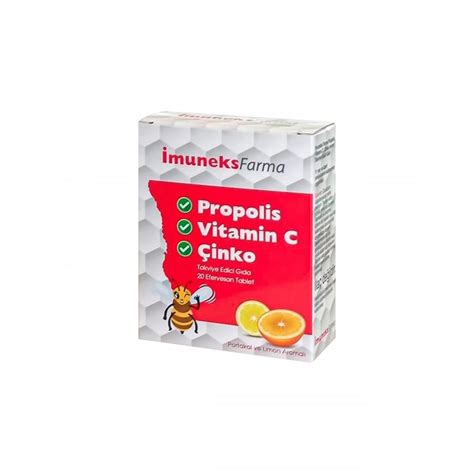Imuneks Propolis Vitamin C Ve Çinko 20 Tablet 8680176000831 Kozvit