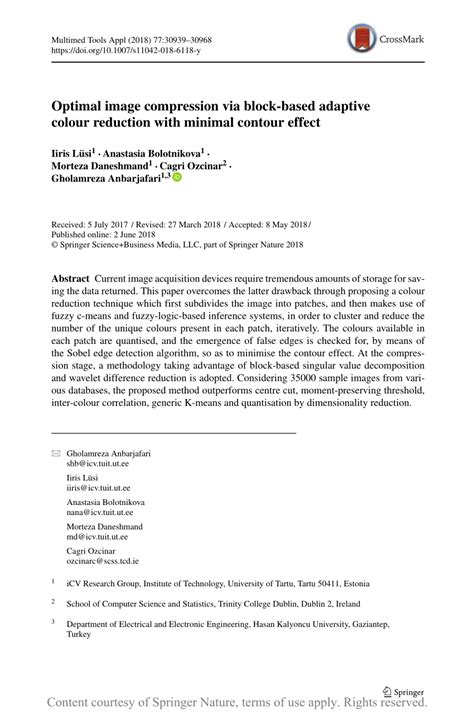Optimal Image Compression Via Block Based Adaptive Colour Reduction With Minimal Contour Effect