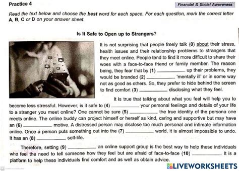 Multiple Choice Cloze Interactive Worksheet