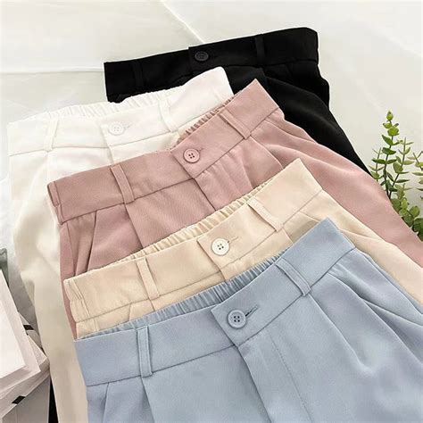 Lucyever 여성용 발목 길이 바지 한국 하이 웨이스트 사무실 작업 연필 정장 바지 여름 캐주얼 하렘 바지 5 색