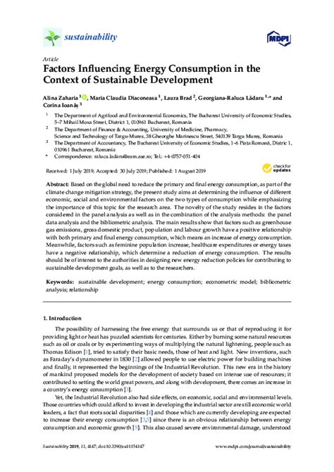 Pdf Factors Influencing Energy Consumption In The Context Of Sustainable Development