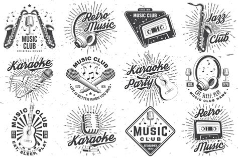 Retro Music Poster Banner Retro Microphone Saxophone Audio Cassette