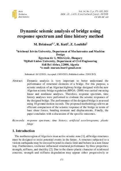 Pdf Dynamic Seismic Analysis Of Bridge Using Response Spectrum And Time History Methods