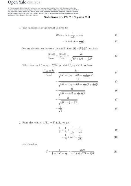 problem set solutions 7 [pdf] open yale courses