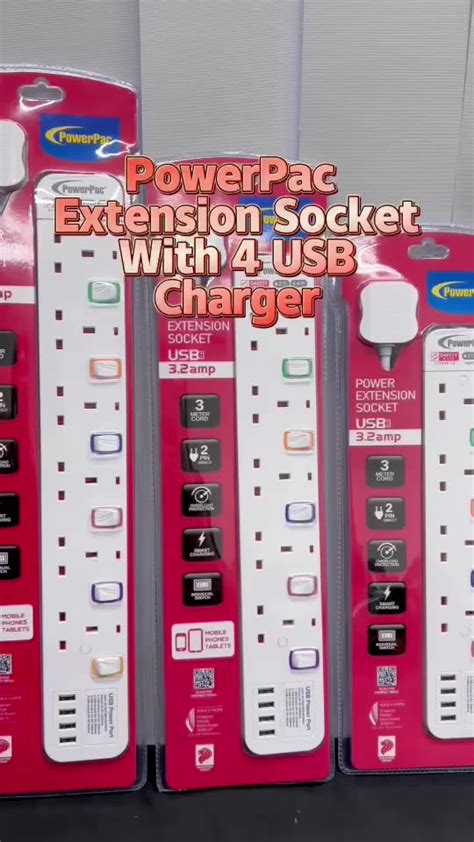 Powerpac Power Extension Socket Extension Cord Power Cord 3 4 5 6 Way 3 Meter With 4x Usb