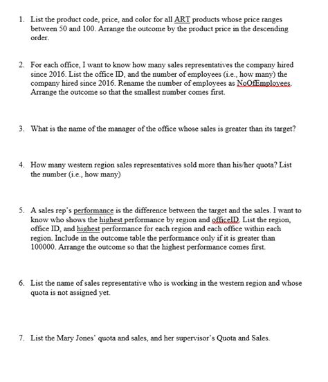 Solved Based On The Four Tables Below Write Sql Statements