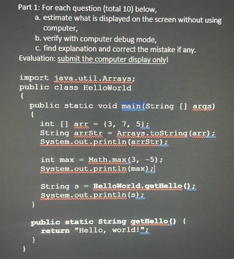 Solved Part 1 For Each Question Total 10 Below A
