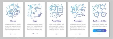 Linear Sports Activities Onboarding Screen In A Mobile App Vector
