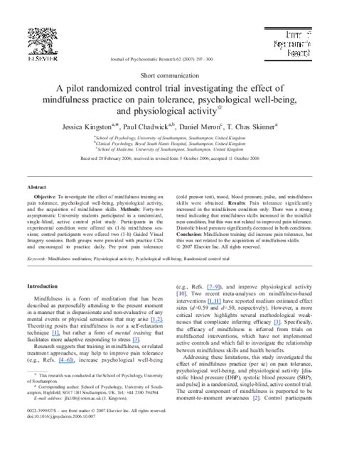Pdf A Pilot Randomized Control Trial Investigating The Effect Of