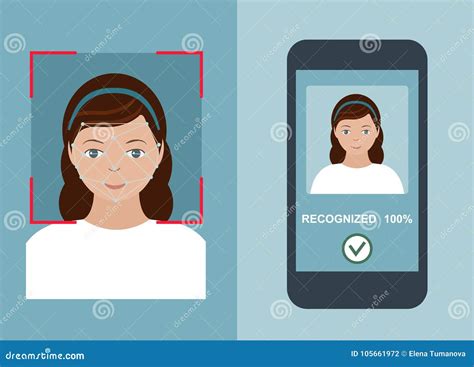 Mobile App Face Recognition System Stock Vector Illustration Of