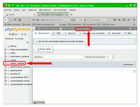 UsuarioDebian PhpMyAdmin Renombrar Una Base De Datos